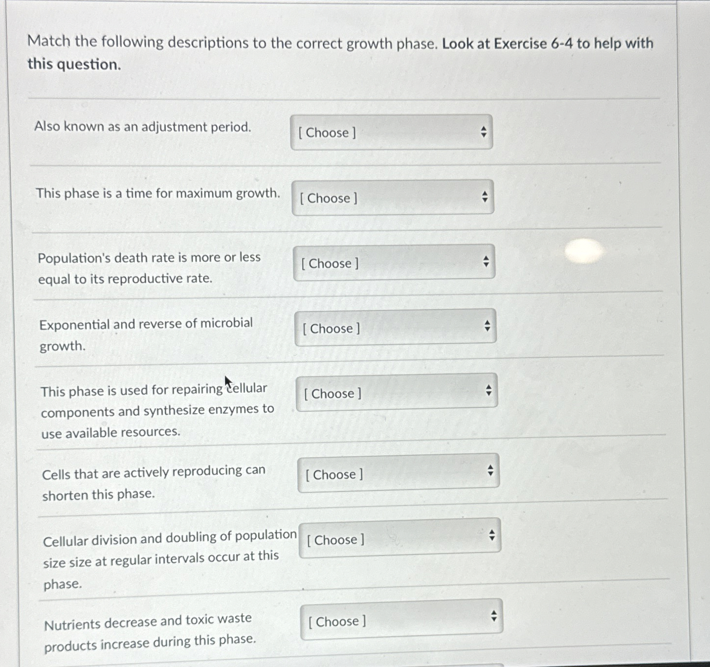 Solved Match the following descriptions to the correct | Chegg.com
