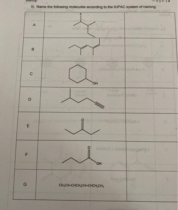Solved name the following molecules according to the IUPAC | Chegg.com