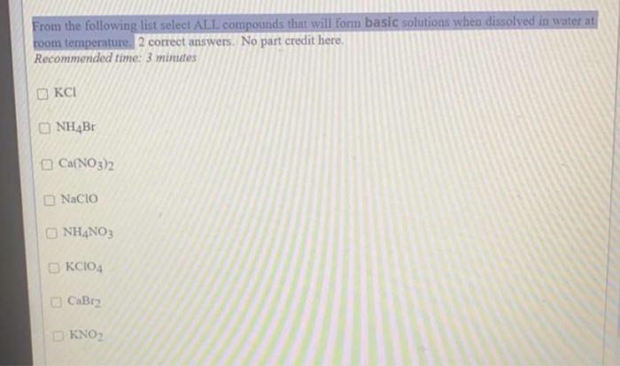 Solved From the following list select ALL compounds that | Chegg.com