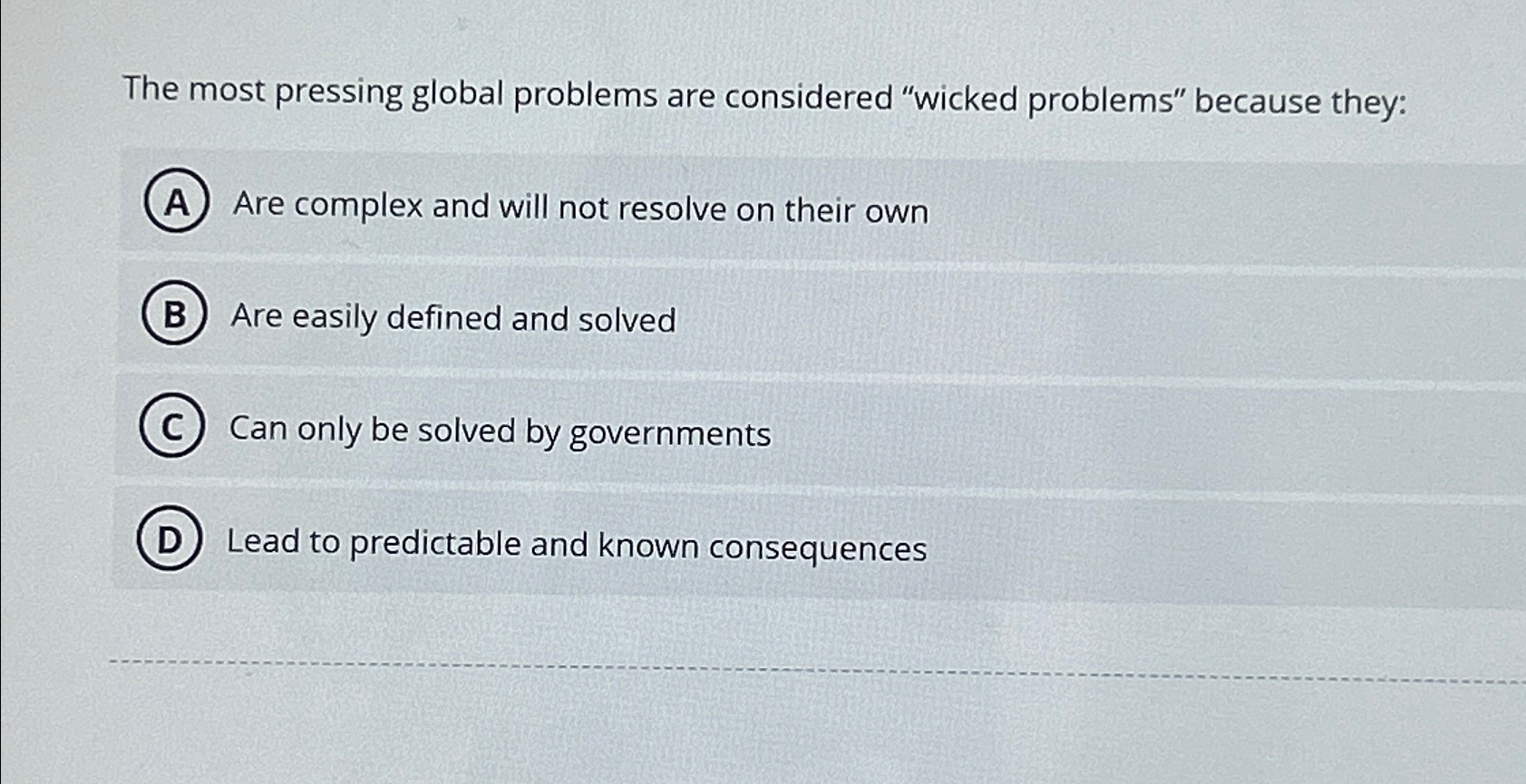 Solved The most pressing global problems are considered | Chegg.com