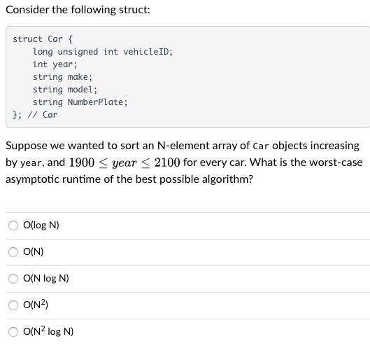 Solved Consider The Following Struct Struct Car { Long