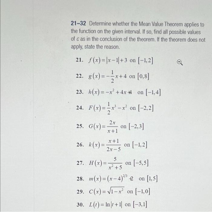 Solved 21-32 Determine whether the Mean Value Theorem | Chegg.com