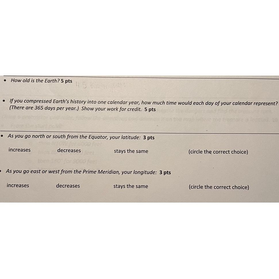 Solved How old is the Earth? 5 ﻿ptsIf you compressed Earth's | Chegg.com