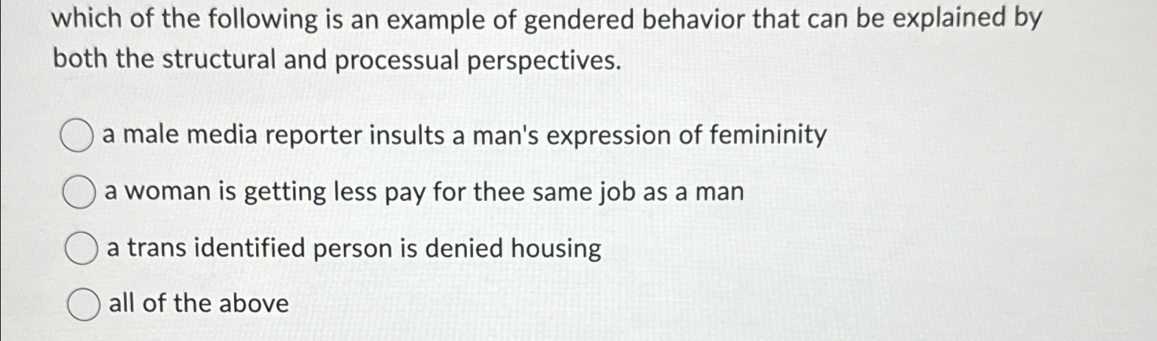 Solved which of the following is an example of gendered | Chegg.com