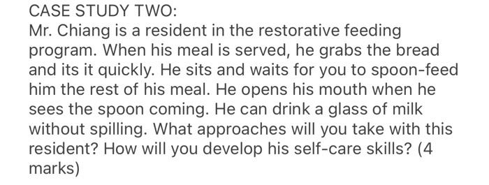 Solved CASE STUDY TWO: Mr. Chiang is a resident in the | Chegg.com