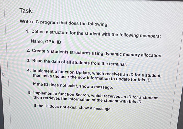 Solved Write a C program that does the following: 1. Define | Chegg.com