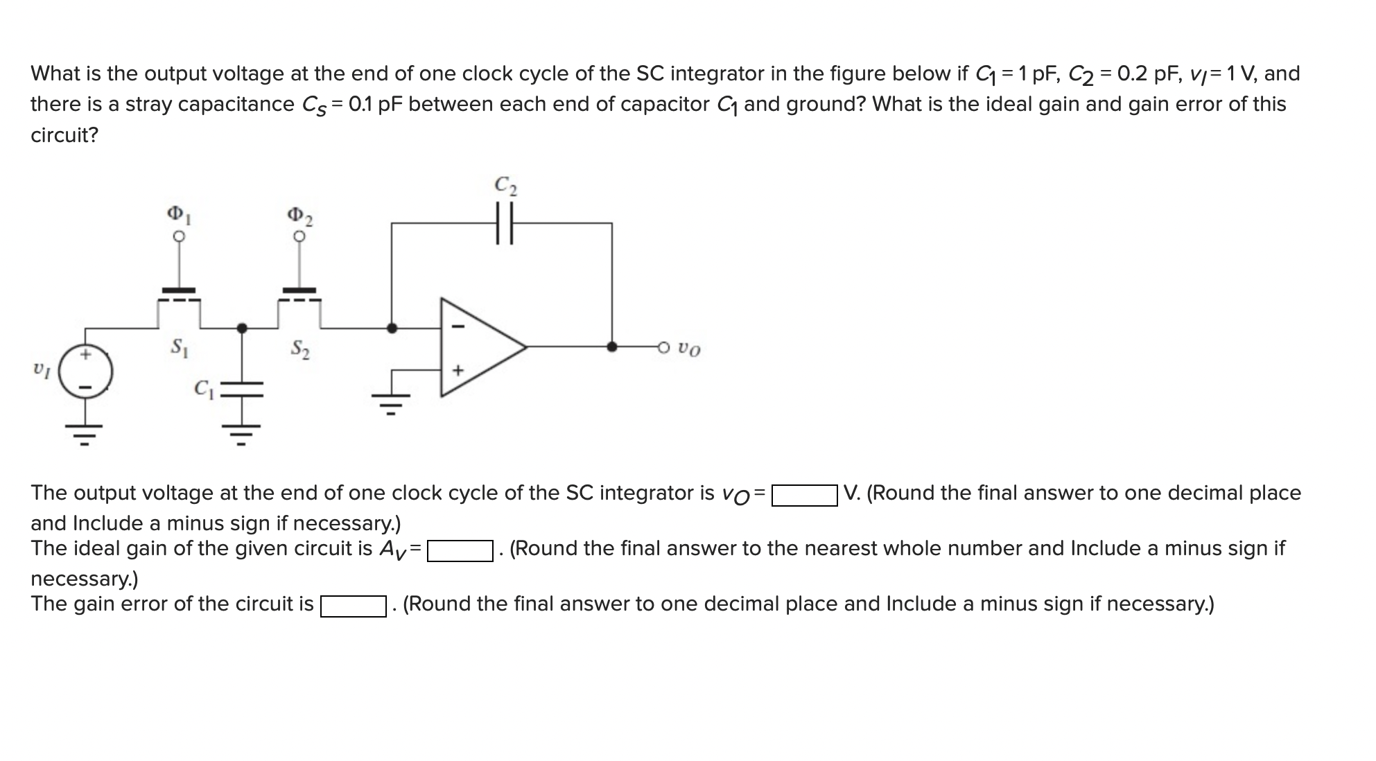 Solved What is the output voltage at the end of one clock | Chegg.com