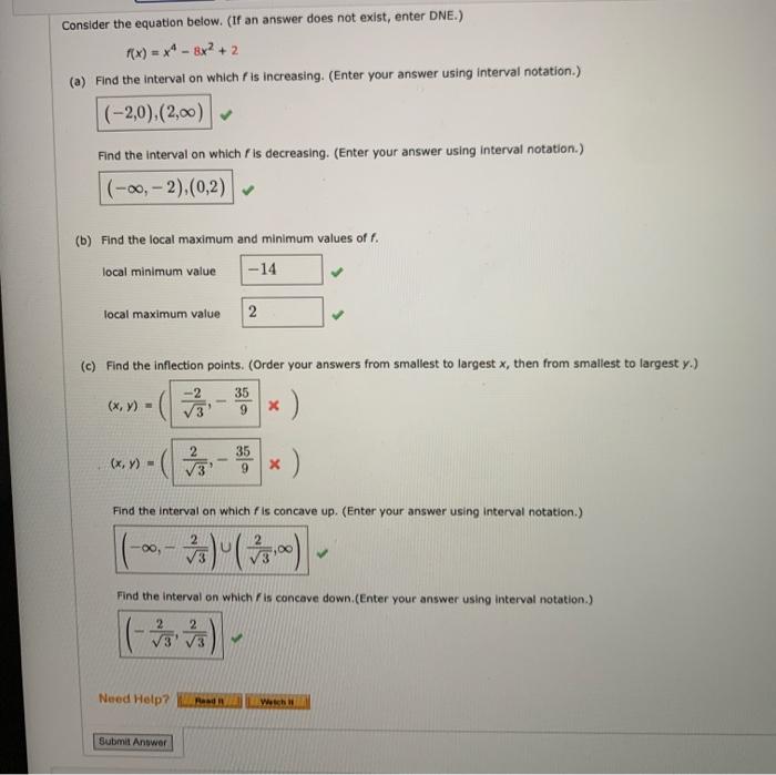 Solved (c) Find the inflection points. (Order your answers | Chegg.com Solved (c) Find the inflection points. (Order your answers | Chegg.com