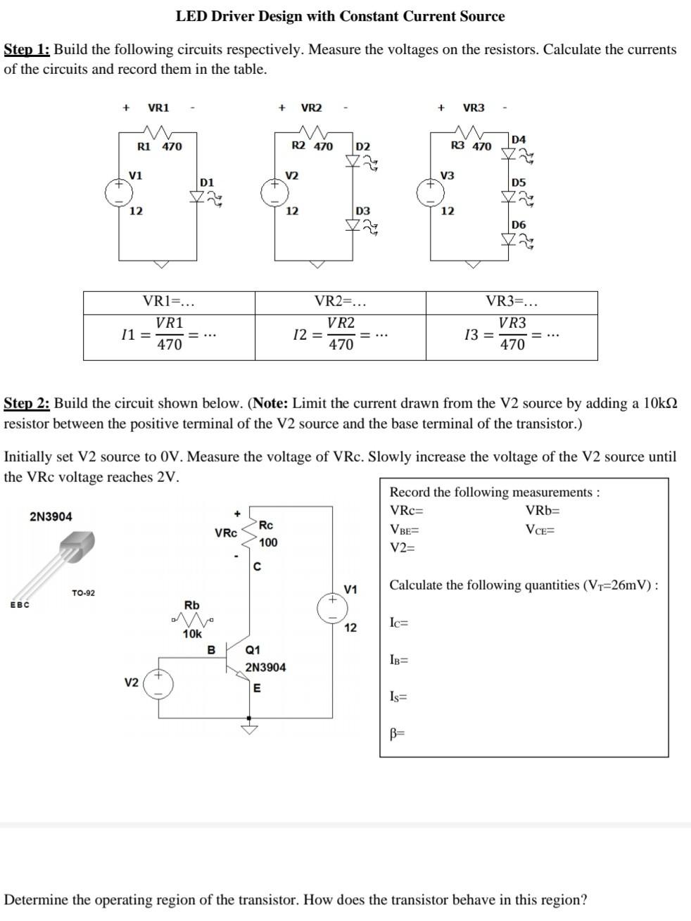 Solved LED Driver Design with Constant Current Source Step | Chegg.com