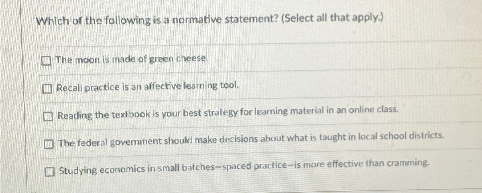 Solved Which of the following is a normative statement? | Chegg.com