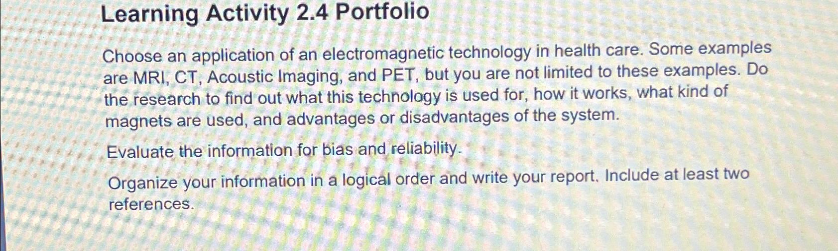 Solved Learning Activity 2.4 ﻿PortfolioChoose an application | Chegg.com