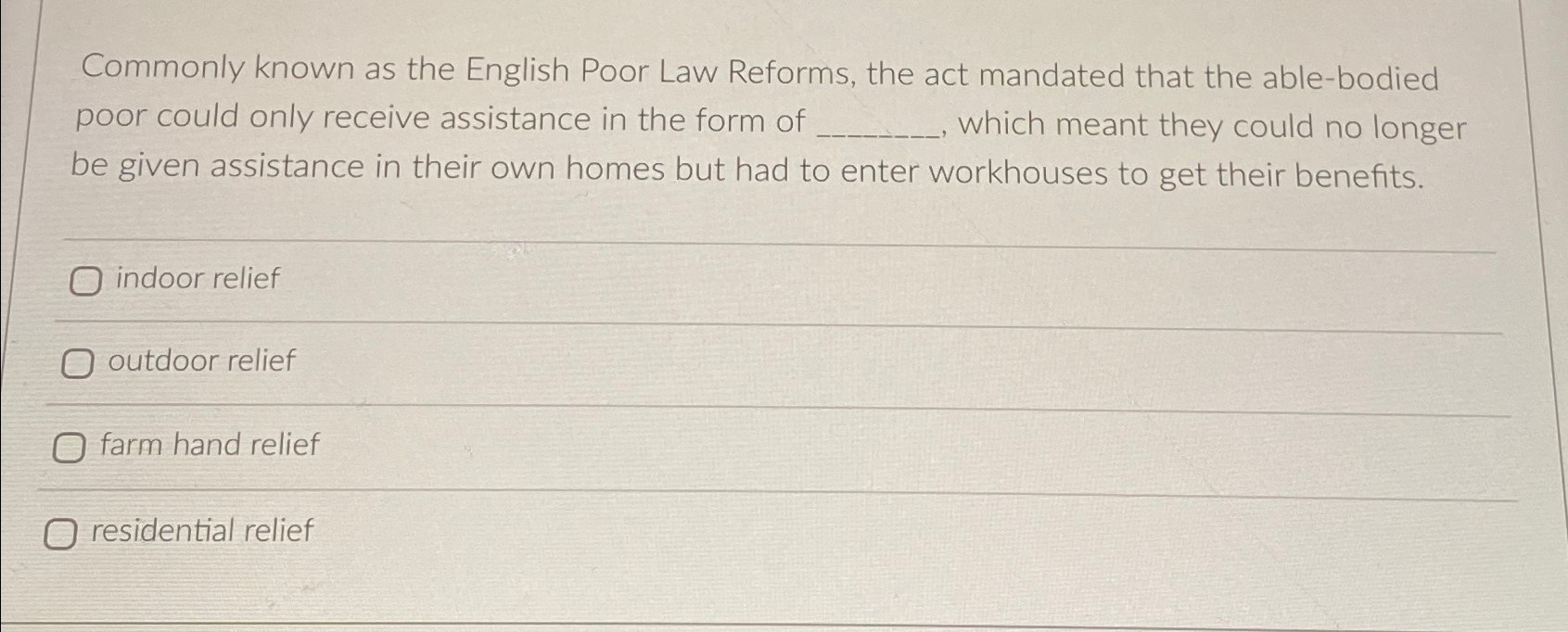 Solved Commonly known as the English Poor Law Reforms, the | Chegg.com