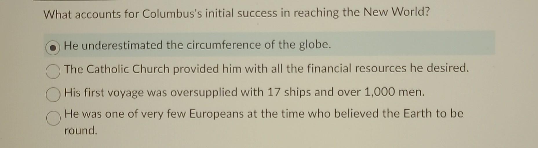 What accounts for Columbus's initial success in | Chegg.com