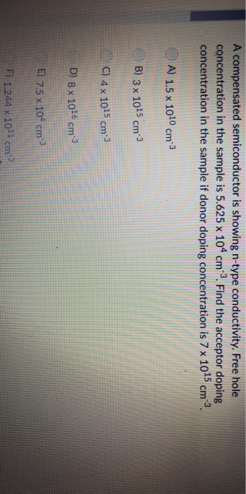 Solved A compensated semiconductor is showing n-type | Chegg.com