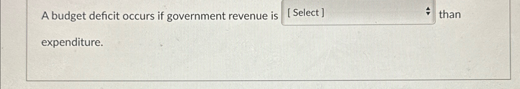 Solved A budget deficit occurs if government revenue is than | Chegg.com
