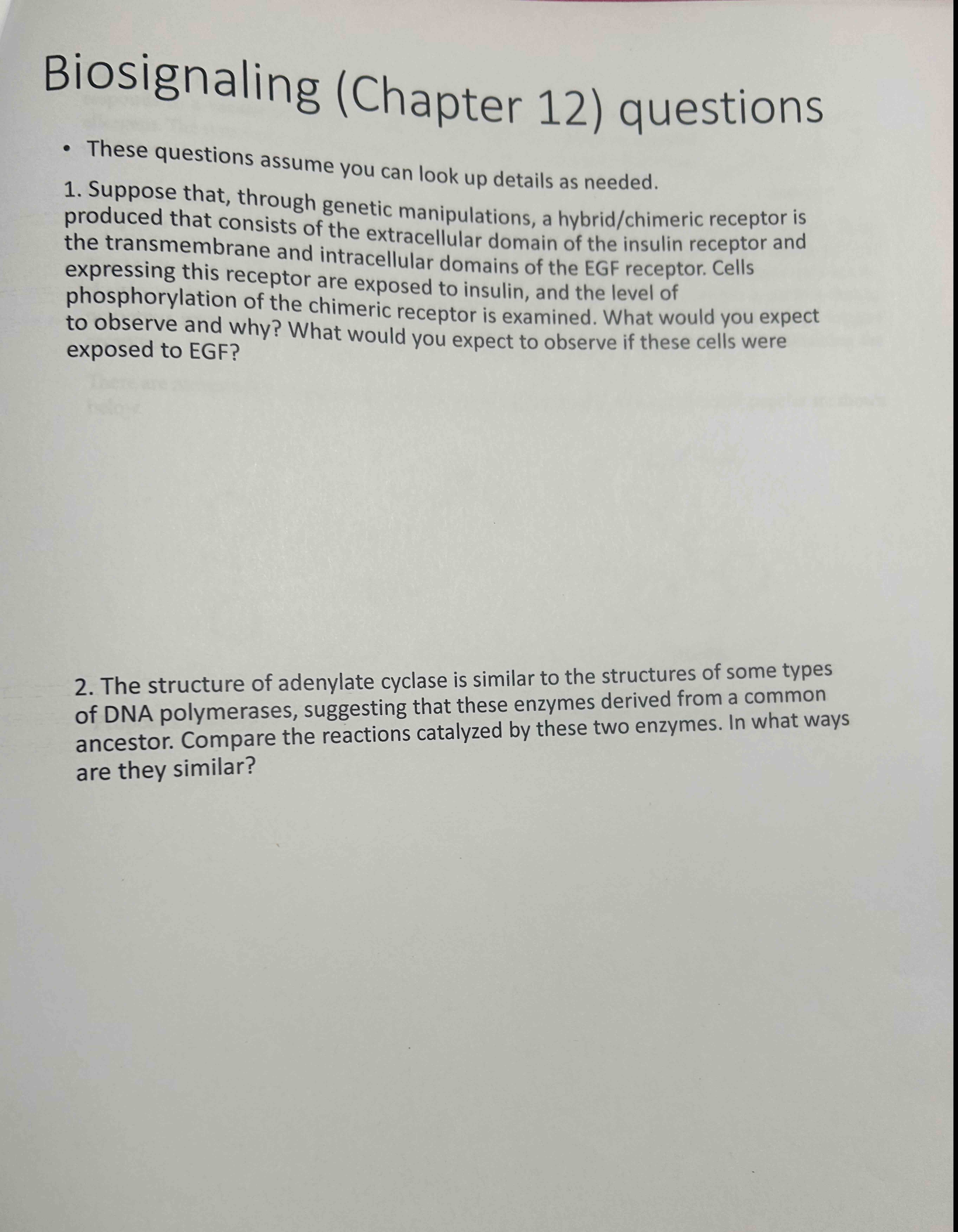 Solved Biosignaling (Chapter 12) ﻿questions- ﻿These | Chegg.com