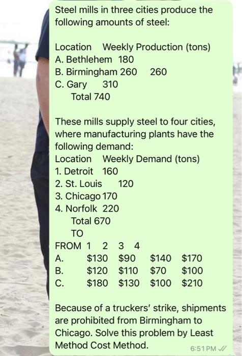 Solved Steel mills in three cities produce the following | Chegg.com