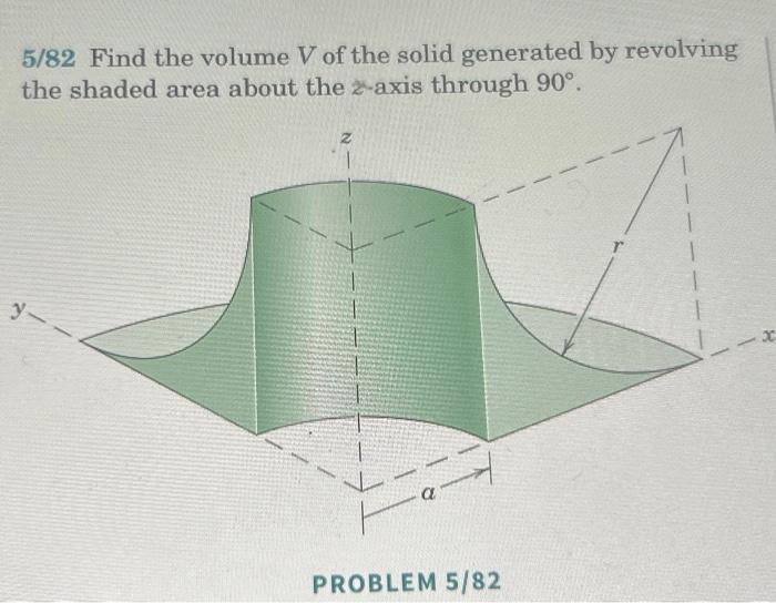 Solved 5/82 Find the volume ( V ) of the solid generated by | Chegg.com
