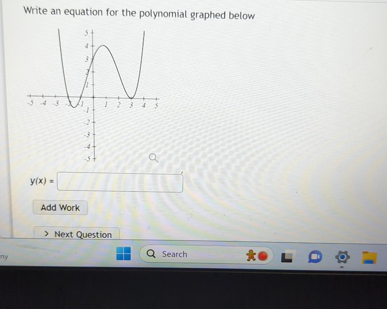 Solved Write an equation for the polynomial graphed below | Chegg.com