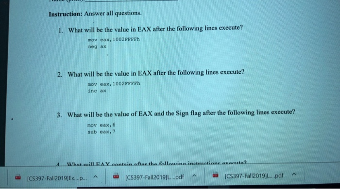 Solved Instruction: Answer all questions, 1. What will be | Chegg.com