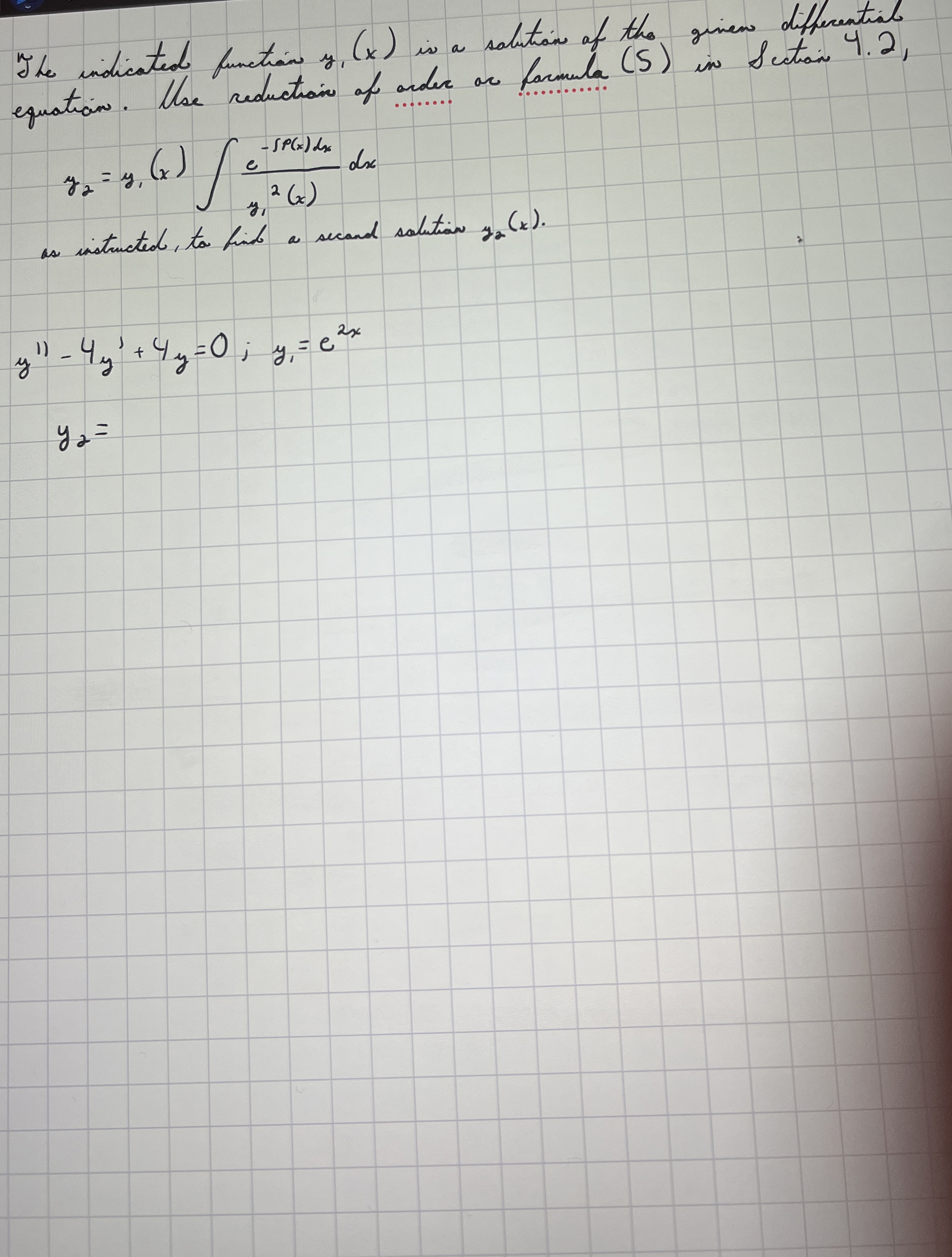 Solved The indicated function y1(x) ﻿is a solution of the | Chegg.com