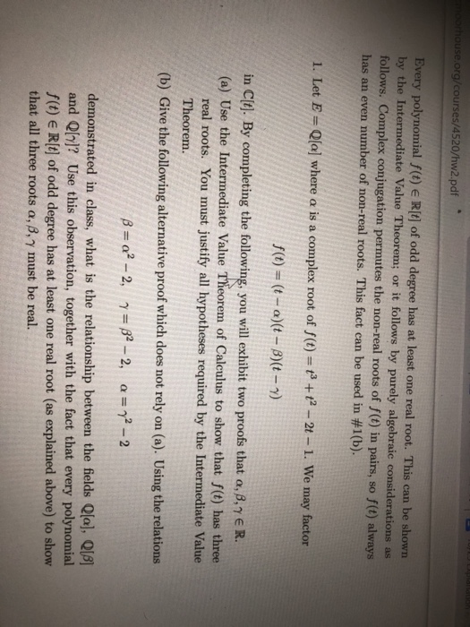polynomials and conjugate roots