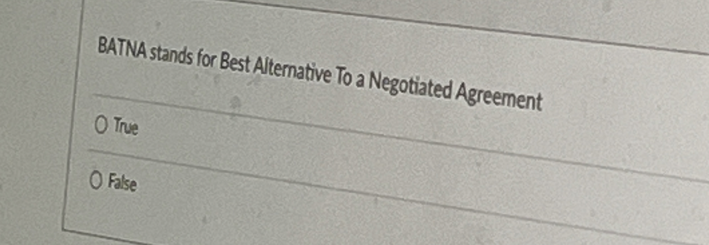 Solved BATNA stands for Best Alternative To a Negotiated | Chegg.com