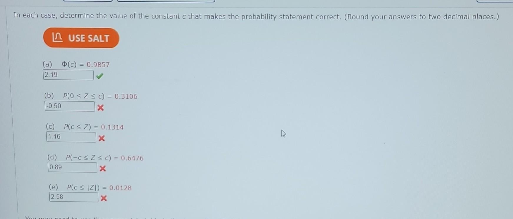 Solved n each case, determine the value of the constant c | Chegg.com
