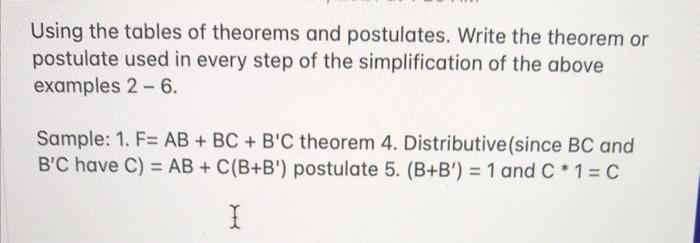 Solved Using the tables of theorems and postulates. Write | Chegg.com