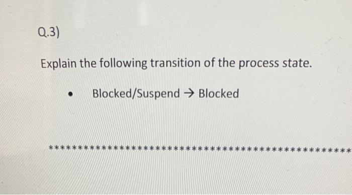 Solved Q.3) Explain the following transition of the process | Chegg.com