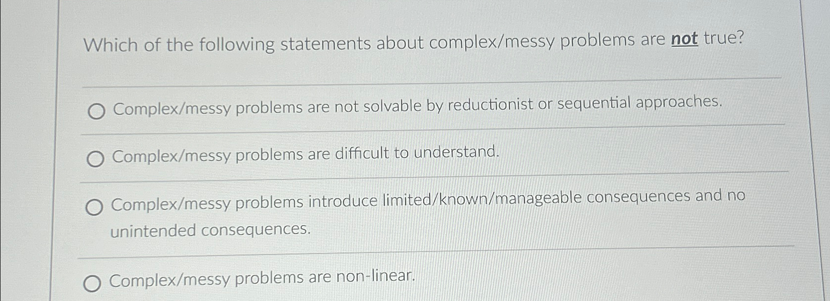 Solved Which of the following statements about complex/messy | Chegg.com