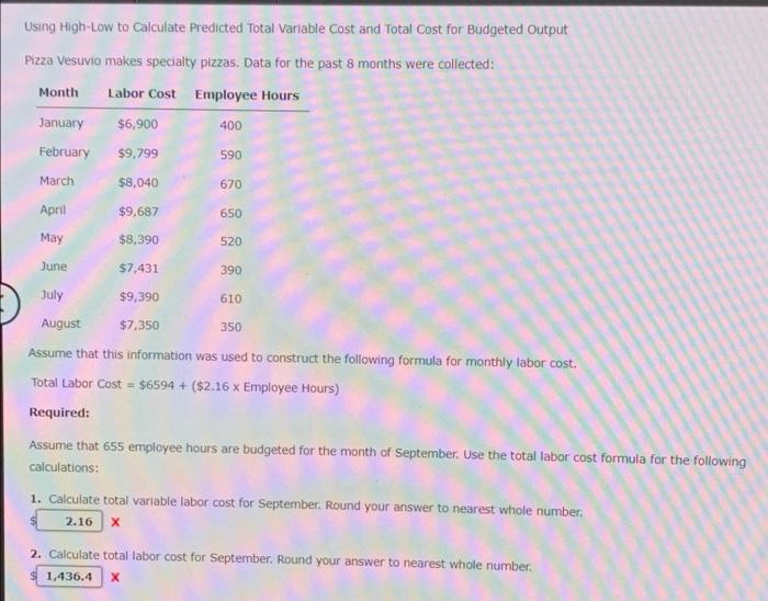 Solved Using High-Low to calculate Predicted Total Variable | Chegg.com
