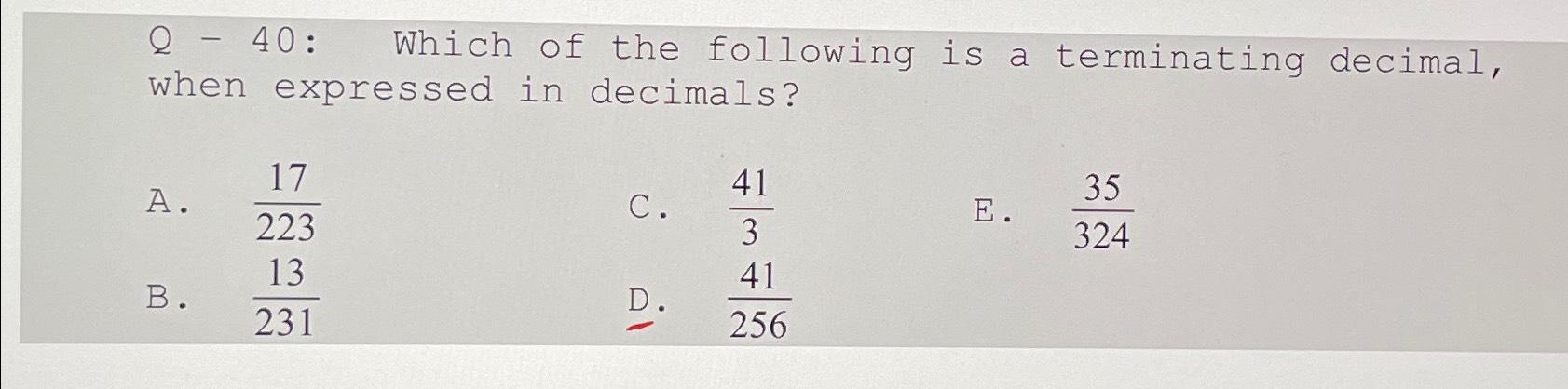 Solved Q - 40: Which of the following is a terminating | Chegg.com