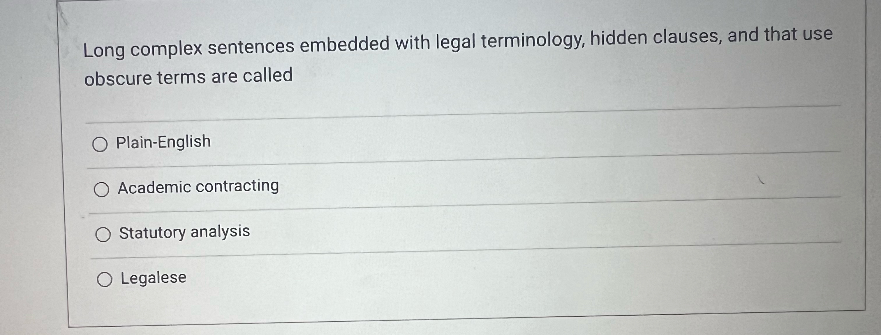 Solved Long complex sentences embedded with legal | Chegg.com