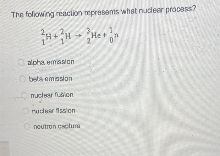 Solved The following reaction represents what nuclear | Chegg.com