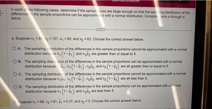 Solved In each of the following cases, determine if the | Chegg.com