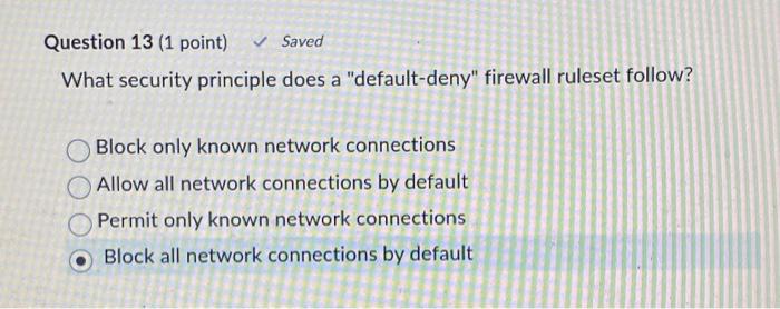 Solved What security principle does a "default-deny" | Chegg.com