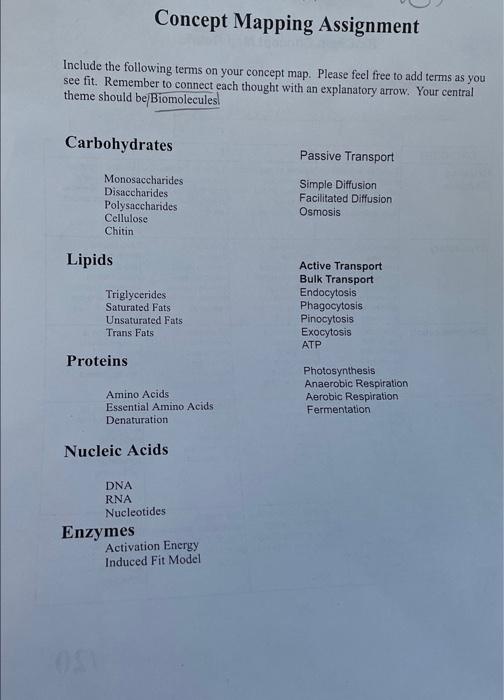 Solved BioChem Concept Map Rubric Toacher Ma-e Mr. Mulhati | Chegg.com