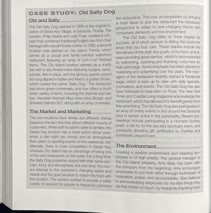 Solved CASE STUDY: Old Salty Dog Old and Salty The Old Salty | Chegg.com