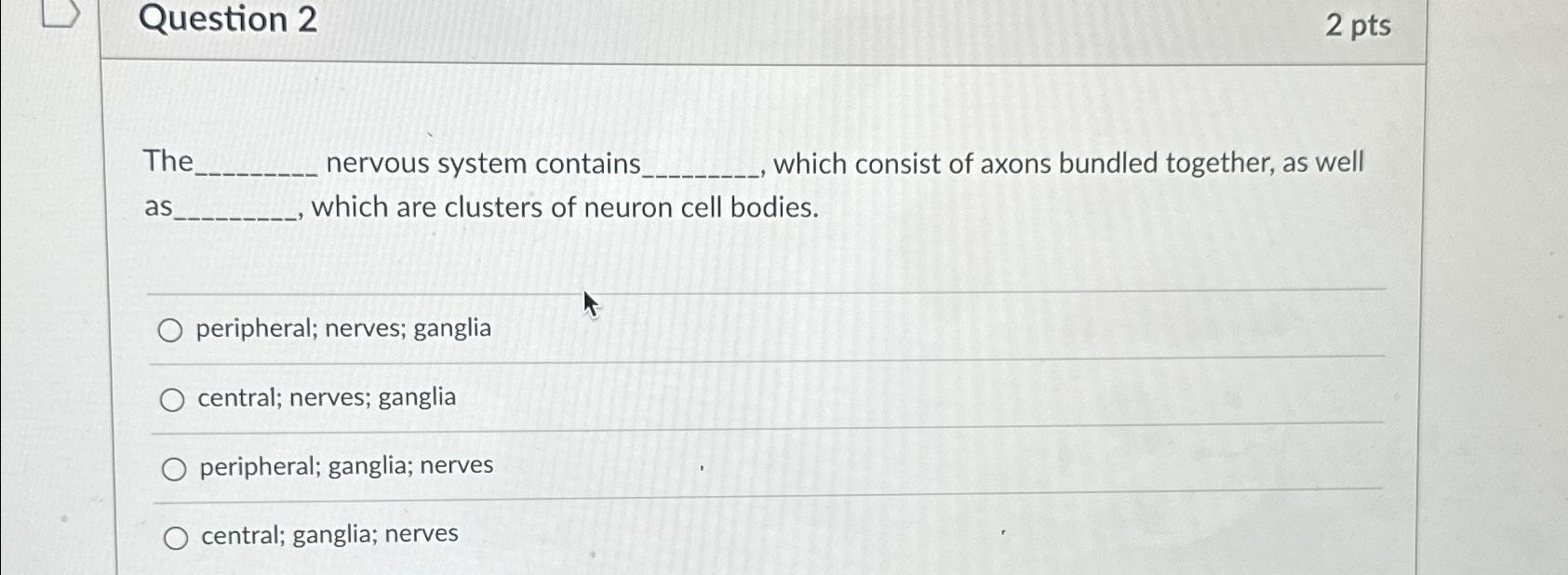 Solved Question 22ptsThe nervous system contains which | Chegg.com