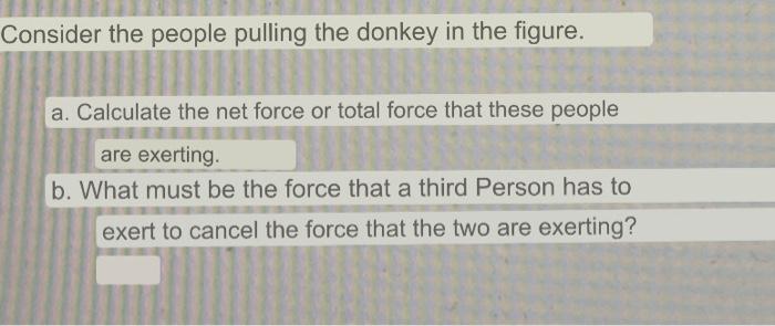 Solved Consider the people pulling the donkey in the figure. | Chegg.com