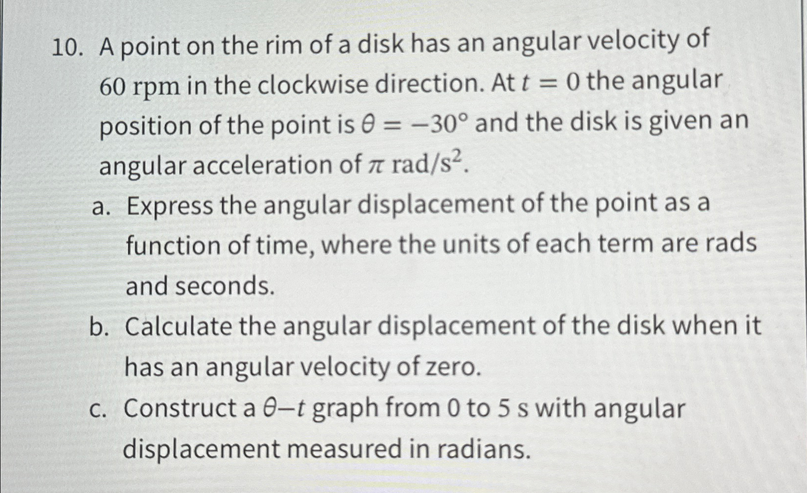 Solved A point on the rim of a disk has an angular velocity | Chegg.com