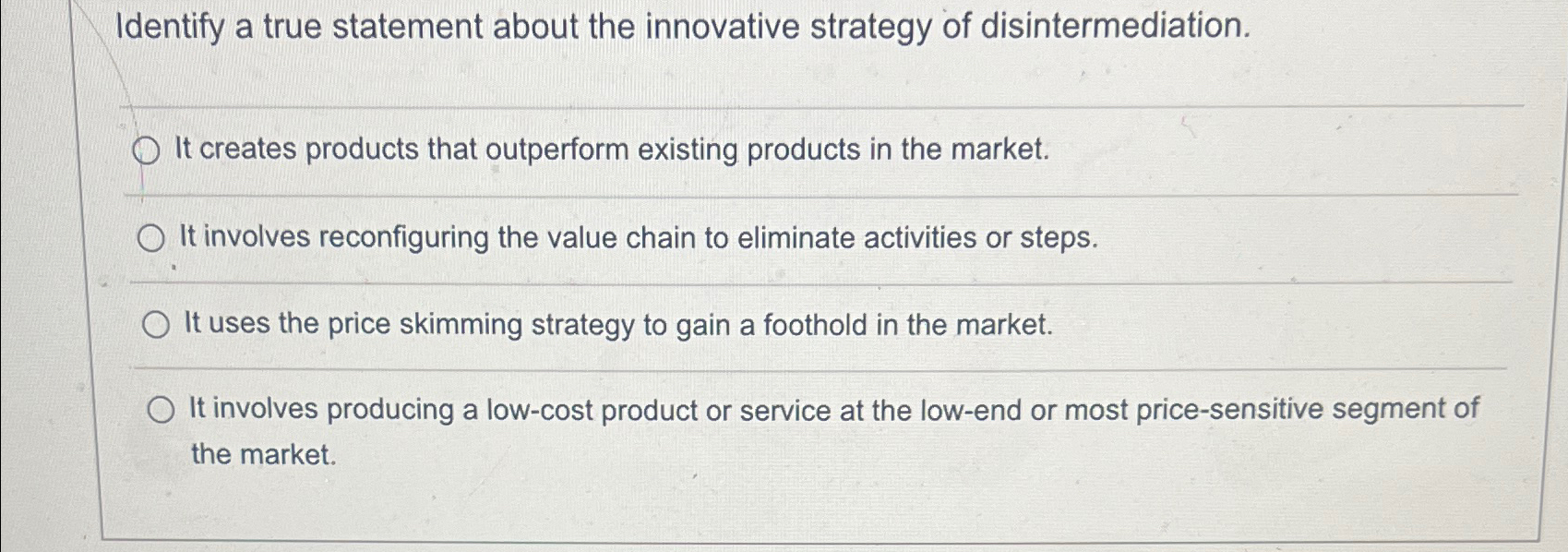 Solved Identify a true statement about the innovative | Chegg.com