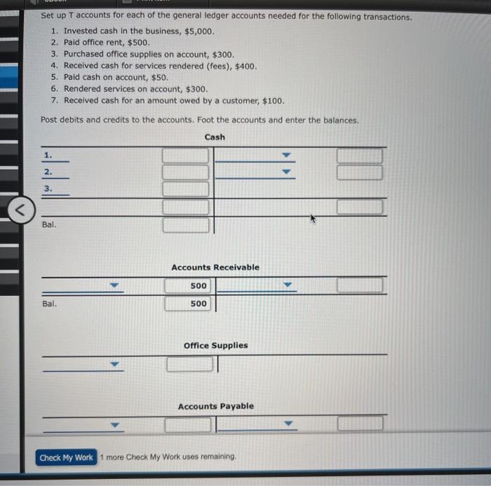 Solved Set up T accounts for each of the general ledger | Chegg.com