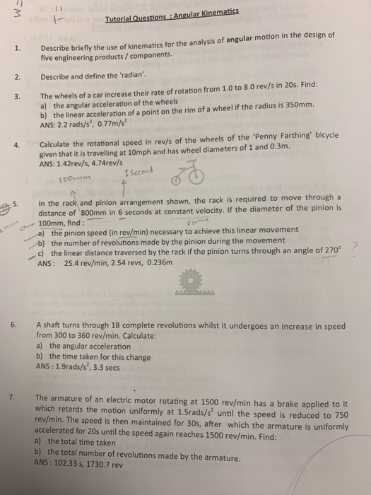 Solved з 1- Tutorial Questions Angular Kinematics Describe | Chegg.com