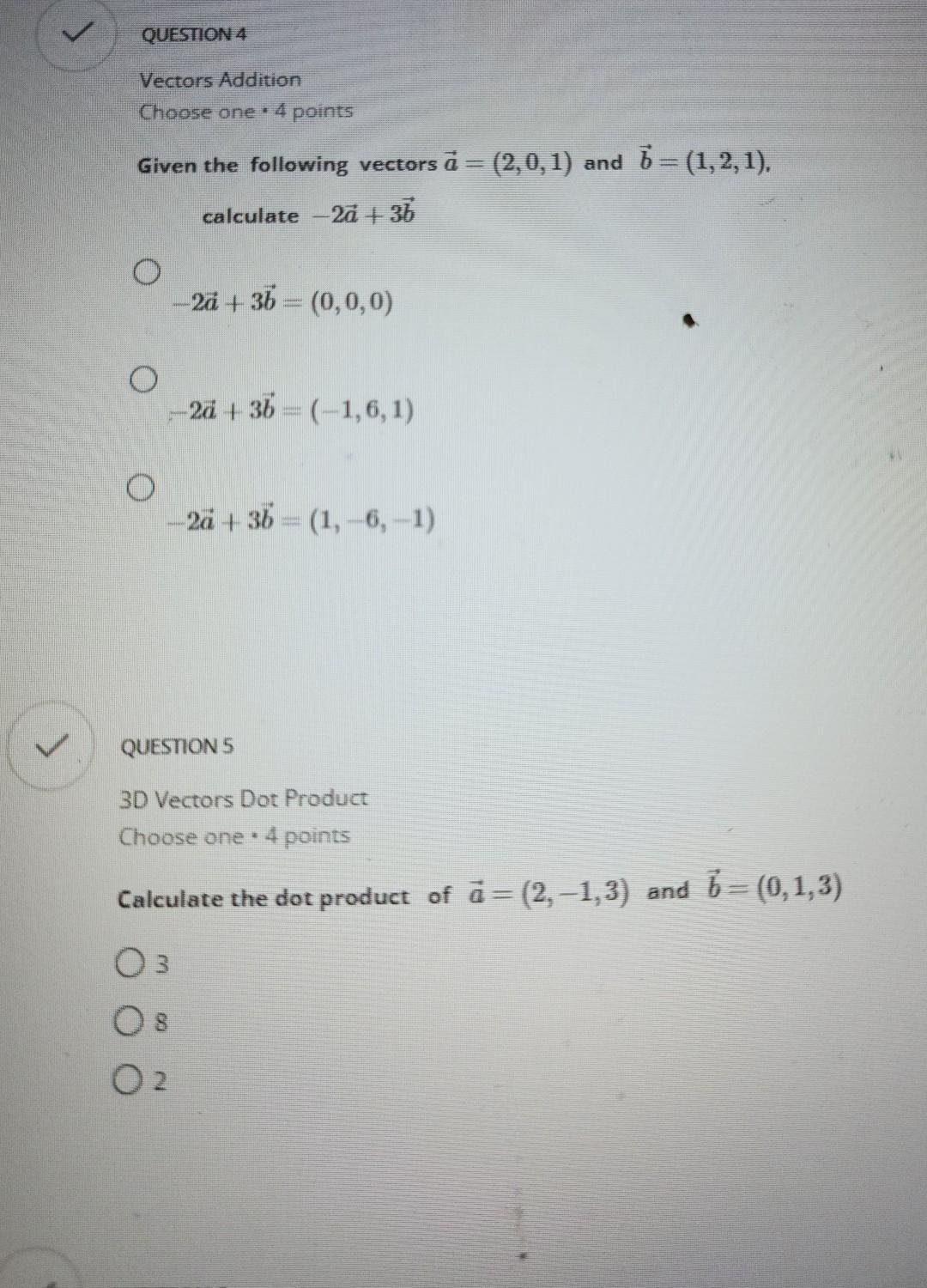 Solved QUESTION 24.1 Inner Product of Vectors Choose one 4 | Chegg.com
