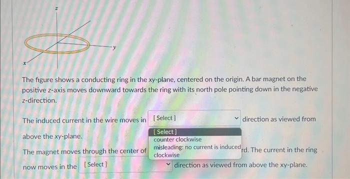 Solved The figure shows a conducting ring in the xy-plane, | Chegg.com