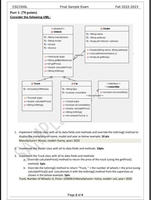 Solved 1. Implement Vehicie class with all its data fields | Chegg.com