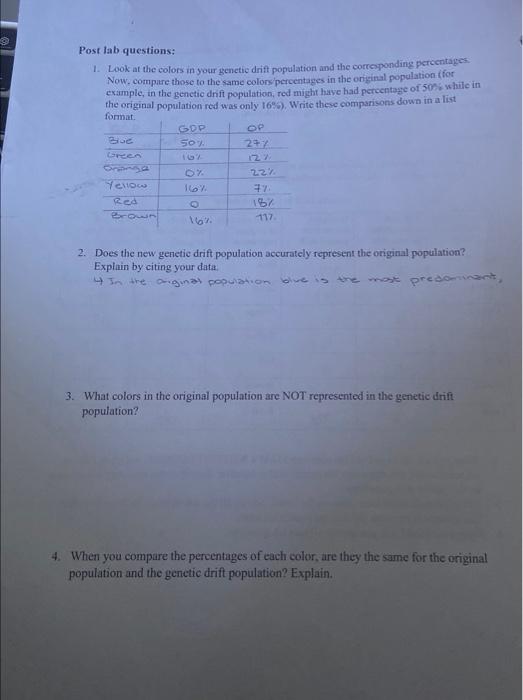 Solved Genetic Drift Activity B130-LE2 Examine the | Chegg.com