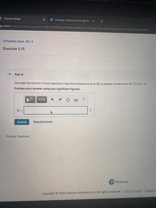 Solved Course Home X P Grading tolerance and signific X + | Chegg.com